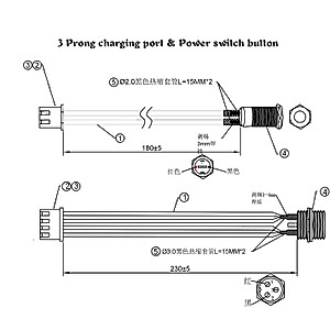 GLDYTIMES Hoverboard Charging Port Replacement for Swegway Swagtron Swagboard CHO etc. Smart Self-Balancing Scooter (4 Prong 3 pin)
