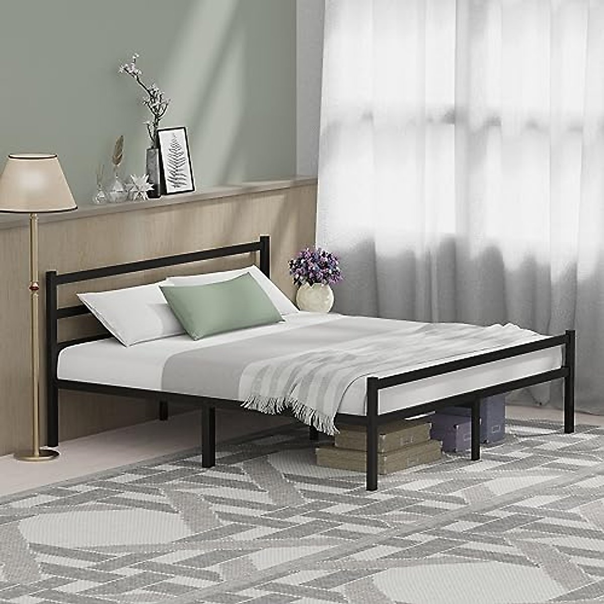 Musen King Bed Frame with Headboard-Durable Metal Bed Frame, Noise Free Platform Bed with Storage, Anti-Slip King Size Bed Frame, King Bed Frame Easy Assembly, No Box Spring Needed