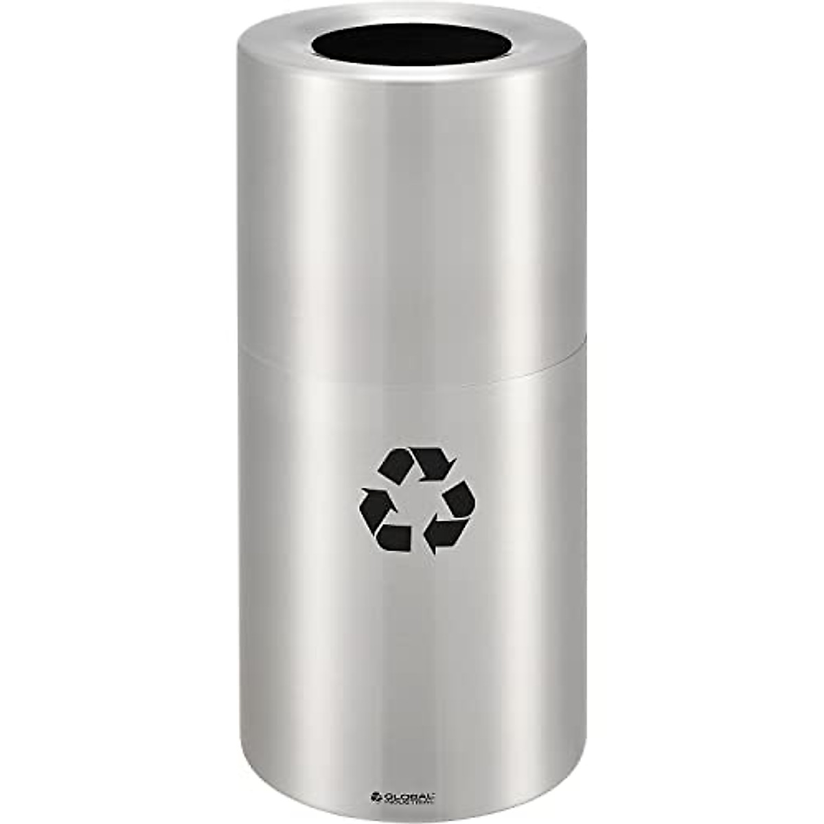 Global Industrial Aluminum Round Open Top Recycling Can, 20 Gallon, Satin Clear