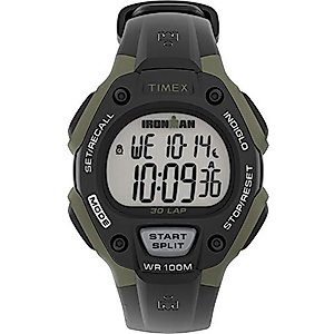 Timex Men's IRONMAN Classic 30 38mm Resin Strap Watch – Green Case Black Top Ring with Black Resin Strap