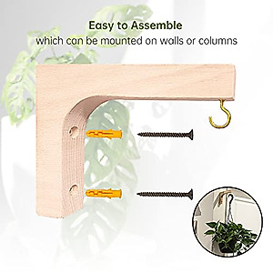Jantens 2 Pack Hanging Plant Hook, Plant Hangers Indoor, Wooden Hanging Basket Hooks for Indoor Flower Baskets Pot Wind Chime Lanterns Planter