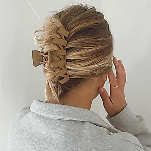 SuPoo Large Matte Claw Hair Clips for Thick Hair - 4.7" Jumbo Jaw Clamps With Strong Hold, Cute Big Hair Accessories for Women