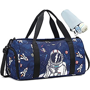 Sports Gym Bag for Kids Boys Overnight Carry On Tote Travel Duffle Weekender Sleepover Bag with Shoe Compartment