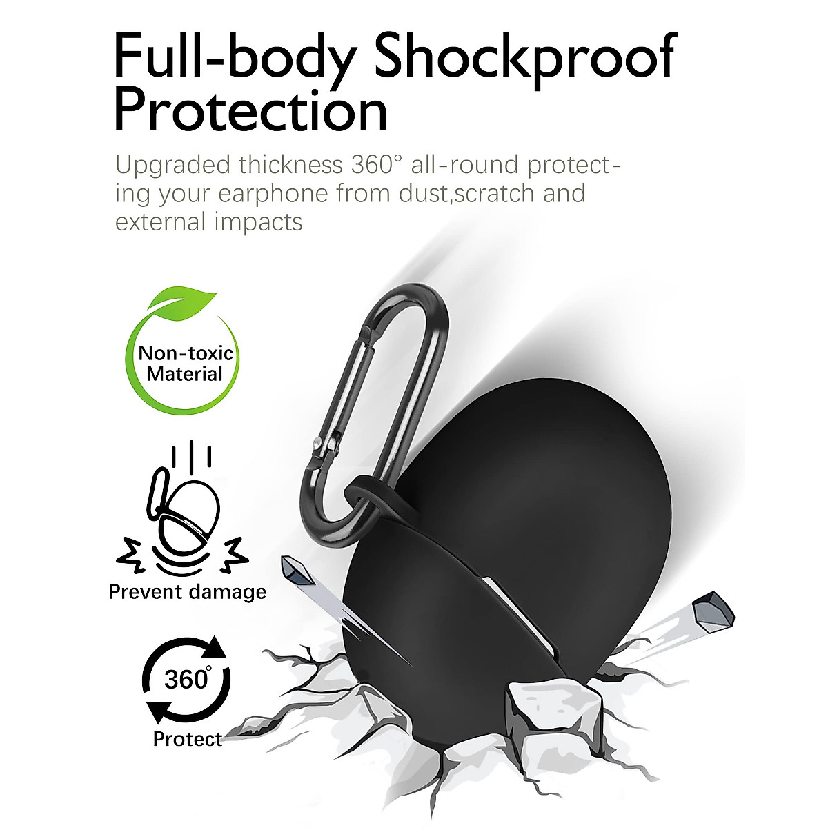 AHBTEYM for Google Pixel Buds Pro Case,Anti-Lost Strap,Silicone Cover with Keychain,Sports Lanyard for Women Men Girl boy for Google Pixel Buds Pro 2022(Black Case+Black Strap)