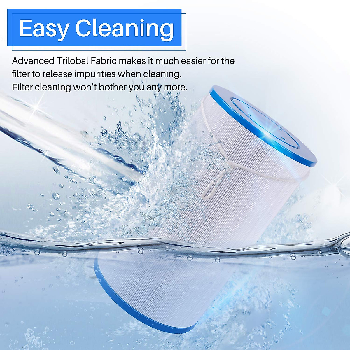 POOLPURE Spa Filter Replaces Watkins 303279, PFF42TC-P4, 78460, FC-2402, Lifesmart, Freeflow, AquaTerra, Hydromaster, Grandmaster, Simplicity, Bermuda Hot Tub Filters, 1 1/2" MPT Fine Thread, 2 Pack