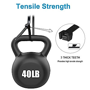 Zip Ties 8 inch (1000 Pack), 40lbs Tensile Strength, Black Cable Ties, Wire Ties for indoor and outdoor use, by Skalon