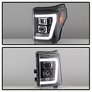 ACANII - For 2011-2016 Ford F250 F350 SuperDuty Black LED Tube Projector Headlights Headlamps Replacement Set Left+Right