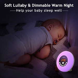 Funlicht Upgraded White Noise Machine with Night Light,4 in 1 Sound Machine Alarm Clock with Wake up Light,10 Soothing Sounds for Sleeping,Noise Maker for Baby Kids Adults,Bedroom,Office,Travel