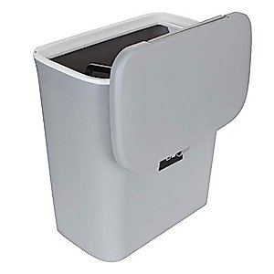 ZOEYES 2.4 Gal Hanging Trash Can for Kitchen Cabinet Door, Small Under Sink Hanging Garbage Can with Lid, Wall-Mounted Waste Bin for Bathroom Bedroom Office Kitchen (Gray)