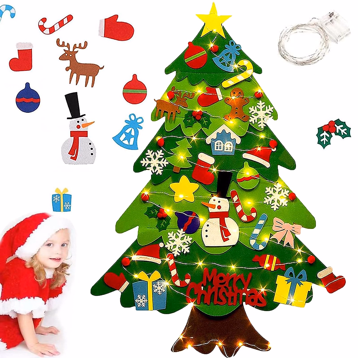 Everized Felt Christmas Tree for Toddlers, Toddler Christmas Tree, Felt Christmas Tree for Kids, Montessori Christmas Tree for Toddlers, Everized Interactive Christmas Tree for Toddlers