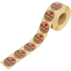 Sweetzer & Orange Thank You for Supporting My Small Business Stickers | Roll of 500 Kraft Stickers | Labels & Mailing Supplies for Small Business Boutique Bags & Merchandise Bags