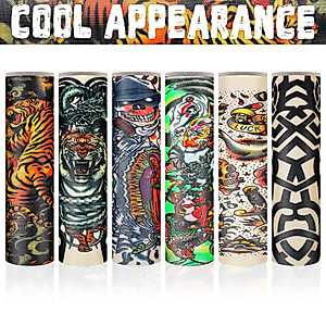 12 Pieces Tattoo Arm Sleeves for Kids Temporary Kids Tattoo Sleeve UV Sun Protection Kids Arm Sleeves (Funny Pattern)