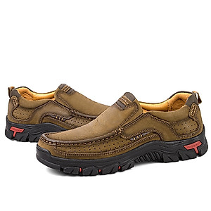 ALITIKAVIC Mens Slip On Casual Shoes Leather Comfortable Walking Loafers