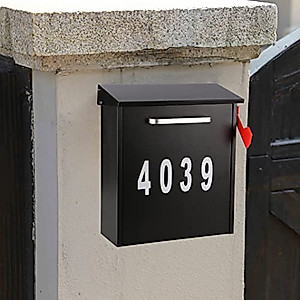 Black Wall Mount Mailbox - Large Capacity Security Wall Mailbox - Waterproof Iron Vertical Drop Mail Box Outdoor