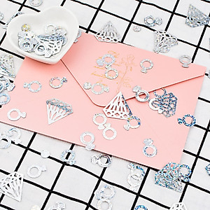 URROMA Wedding Decorations for Tables, Glitter Diamond Confetti Engagement Party Decorations Table Confetti for Bridal Shower Bachelorette Birthday Decorations, Silver