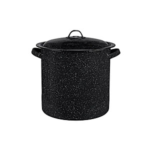 Granite Ware Water Bath Canner with Collapsible Jar Rack, 8 Quarts - Durable Enamel Steel Pot for Efficient Canning & Cooking, Non-Stick Surface - Safe for Gas & Electric Stovetops (Speckled Black)
