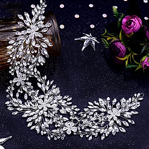 GAODESI Wedding Headband Rhinestone Bridal Hair Pieces Lengthen Wedding Hair Accessories for Brides
