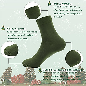 SERISIMPLE Kids Viscose Bamboo School Socks Soft flate Seam Color Anti Odor Thin Breathable Stretch Cuffs Girls Boy 5 Pairs (US, Alpha, Medium, Regular, X'mas)