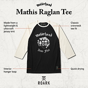 Roark Run Amok Mathis Raglan T-Shirt, Moisture Wicking, Fast Drying, Workout Tee for Men, Motorhead You Better Black, XL