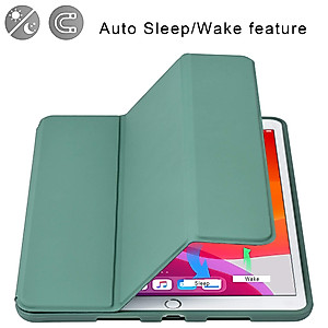 Arae for iPad 10.2 inch Case (9th Generation 2021) & (8th Generation 2020) & (7th Generation 2019) with Pencil Holder Auto Wake/Sleep Feature Standing Cover, Green