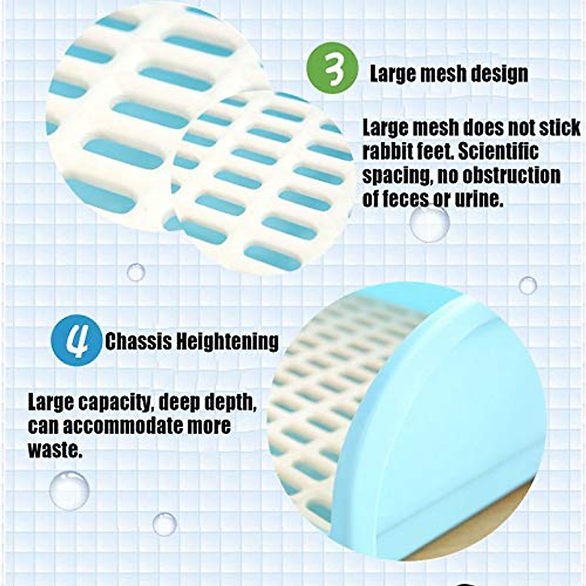 kathson Large Rabbit Litter Box, Pets Toilet Potty Trainer Tray Corner Small Animals Litter Bedding Box Bigger Pet Pan with Grass Mats for Adult Guinea Pig/Chinchilla/Ferret/Rabbit (Blue)