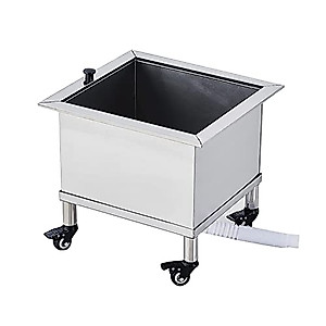 Stainless Steel mop Sink Mobile Commercial Mop Service Basin, FreeStanding Utility Tub Mop Bucket Laundry Room Slop Sink Wash Station, Home Balcony Sink Floor mop Pool,One-Click Drainage