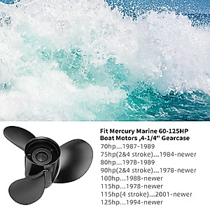 Qiclear 13 1/4x17 Upgrade OEM 48-77344A45 Aluminum Outboard Boat Propeller fit Mercury Motos 60 75 90 100 115 125 HP,15 Spline Tooth,Rh,13.25x17p