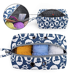 Luxja Small Yarn Storage Bag, Portable Knitting Bag for Yarn Skeins, Crochet Hooks, Knitting Needles (up to 8 Inches) and Other Small Accessories (Small, Sheep)