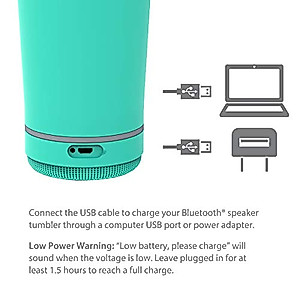 Zak Designs Zak! Play Bluetooth Tumbler with Straw and Wireless Speaker, Slider Lid, Double-Wall Stainless Steel and Vacuum Insulation, Removable Rechargeable Bluetooth Speaker