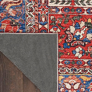 Nourison Fulton Vintage Red 5' x 7' Area Rug, Easy-Cleaning, Non Shedding, Bed Room, Living Room, Dining Room, Kitchen (5x7)