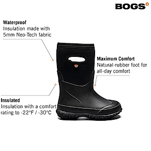 BOGS Grasp Rain Boots I Waterproof, Insulated All Weather Mud & Snow Boots for Cold Weather I Big Girls, Big Boys, Little Girls & Little Boys - Black - 2