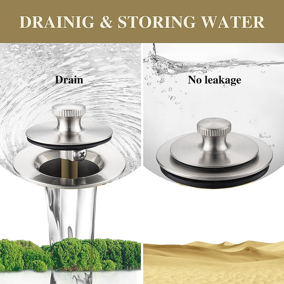 UNI-DRAIN Bathtub Drain Plug with Hair Catcher 1-1/4" NPSM Bathtub Drain Stopper Fine Thread(Nickel Brushed)