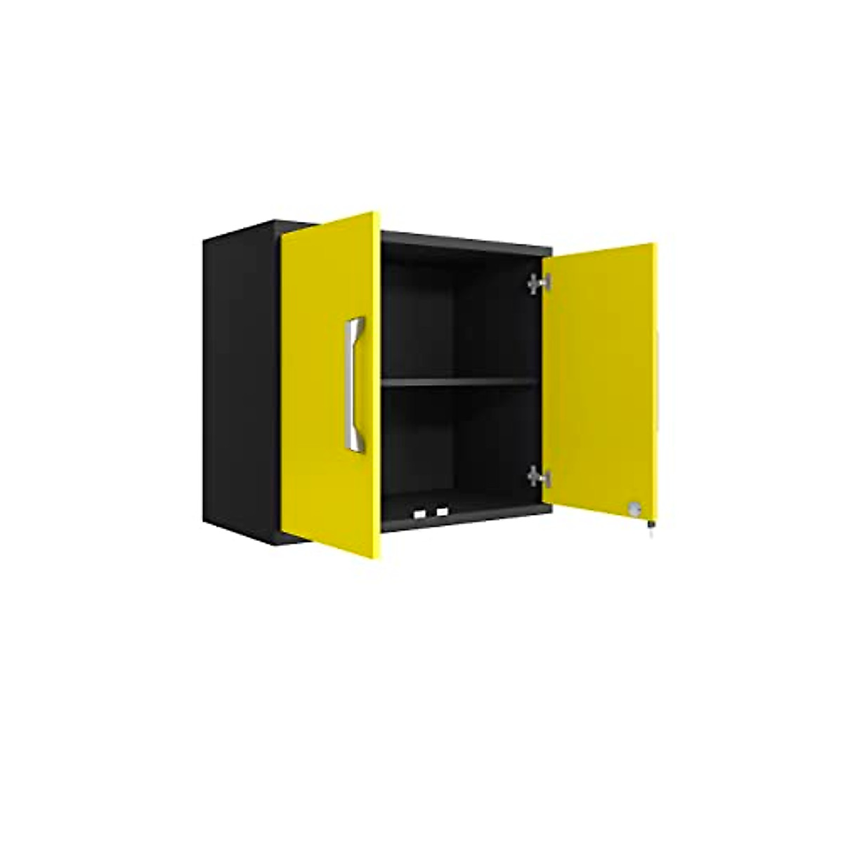 Manhattan Comfort Eiffel 4-Piece Garage Storage Set in Matte Black and Yellow