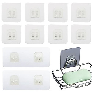 Auswalar 10 PACK Shower Caddy Adhesive Sticker Hooks, Shower Rack Bathroom Caddy, Corner Shower Caddy Adhesive Replacement for Bathroom Soap Dish and Kitchen Accessories