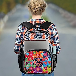 TropicalLife Colorful Valentines Heart Men Women Transparent Backpack Heavy Duty PVC Boys Girls Clear Backpack for School, College, Workplace, Travel