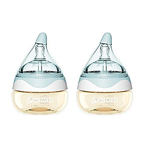 Breast Milk Baby Bottles for Newborn Baby PPSU Anti Colic Infant Bottles Wide Neck Breast-Like Nipple Slow Flow Breastfeeding Toddler Bottles-2pack (2.5oz/pc Blue)
