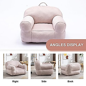 LETESA Kids Bean Bag Chair, Comfy Velvet Fabric Beanbag Chair, Memory Sponge Filled Bean Bag for Living Room, Bedroom, Indoor, No Assembly Required (Pink )