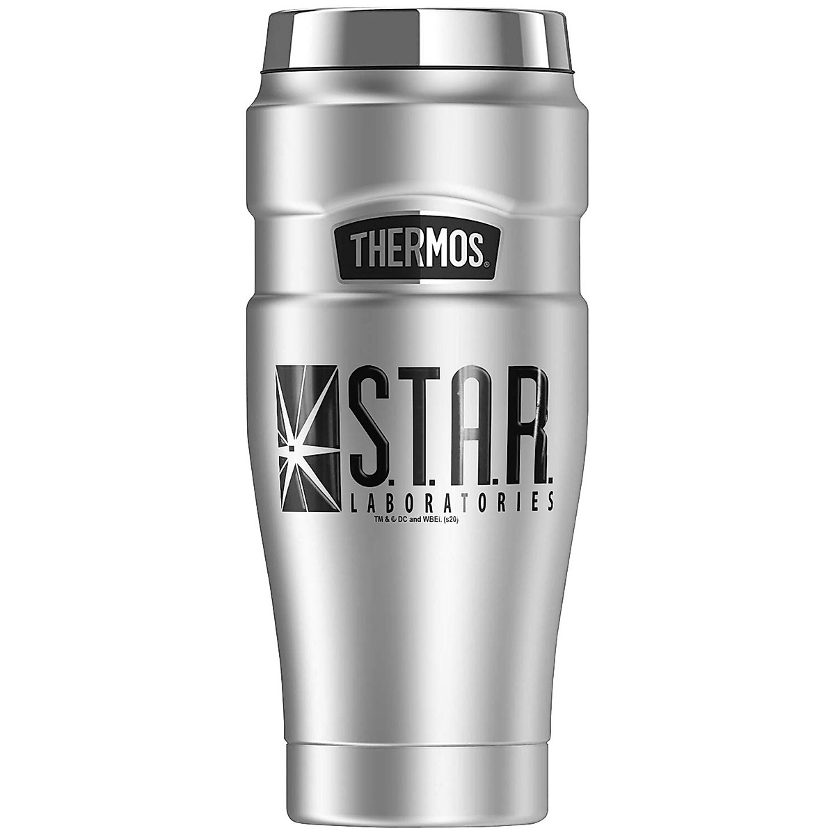DC Comics The Flash STAR Labs Logo, THERMOS STAINLESS KING Stainless Steel Travel Tumbler, Vacuum Insulated & Double Wall, 16oz