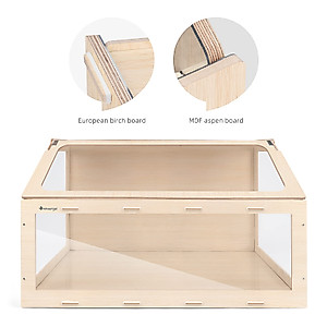 Niteangel Vista Hamster Cage W/Oblique Opening Cage Door - MDF Aspen Small Animal Cage for Syrian Dwarf Hamsters Degus Mice or Other Similar-Sized Pets (Large - 47.1 x 22.7 x 26.9 inches, Burlywood)