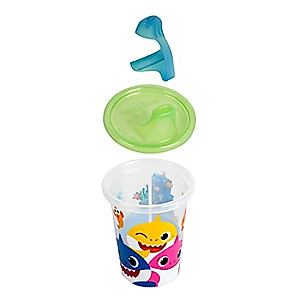 The First Years Take & Toss Pinkfong Baby Shark Sippy Cups - Reusable Toddlers Cups with Lids - Kids Party Pack with 2 Travel Caps - 10 Oz - 10 Count