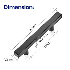 Ravinte 30 Pack 5 inch Square Cabinet Pulls Matte Black Stainless Steel Kitchen Drawer Pulls Cabinet Handles 5”Length, 3” Hole Center