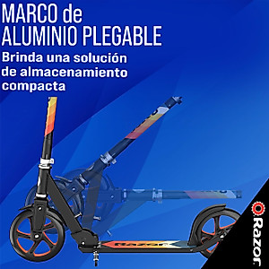 Razor A5 Lux Kick Scooter for Kids Ages 8+ - 8" Urethane Wheels, Anodized Finish Featuring Bold Colors and Graphics, For Riders up to 220 lbs