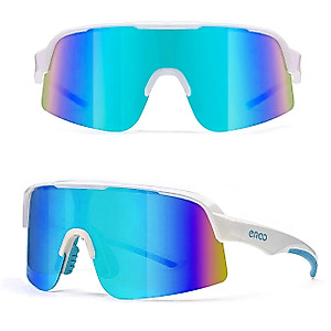 EAZYRUN ER00 Medium to Large blue Polarized shield sports sunglasses for men, 100% baseball ski biking cycling running beach volleyball