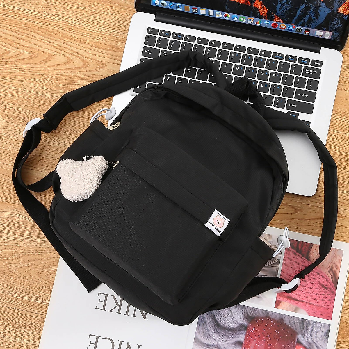 Phaoullzon Girls Mini Backpack Purse for Teens Small Aesthetic Backpacks with Bear Pendant