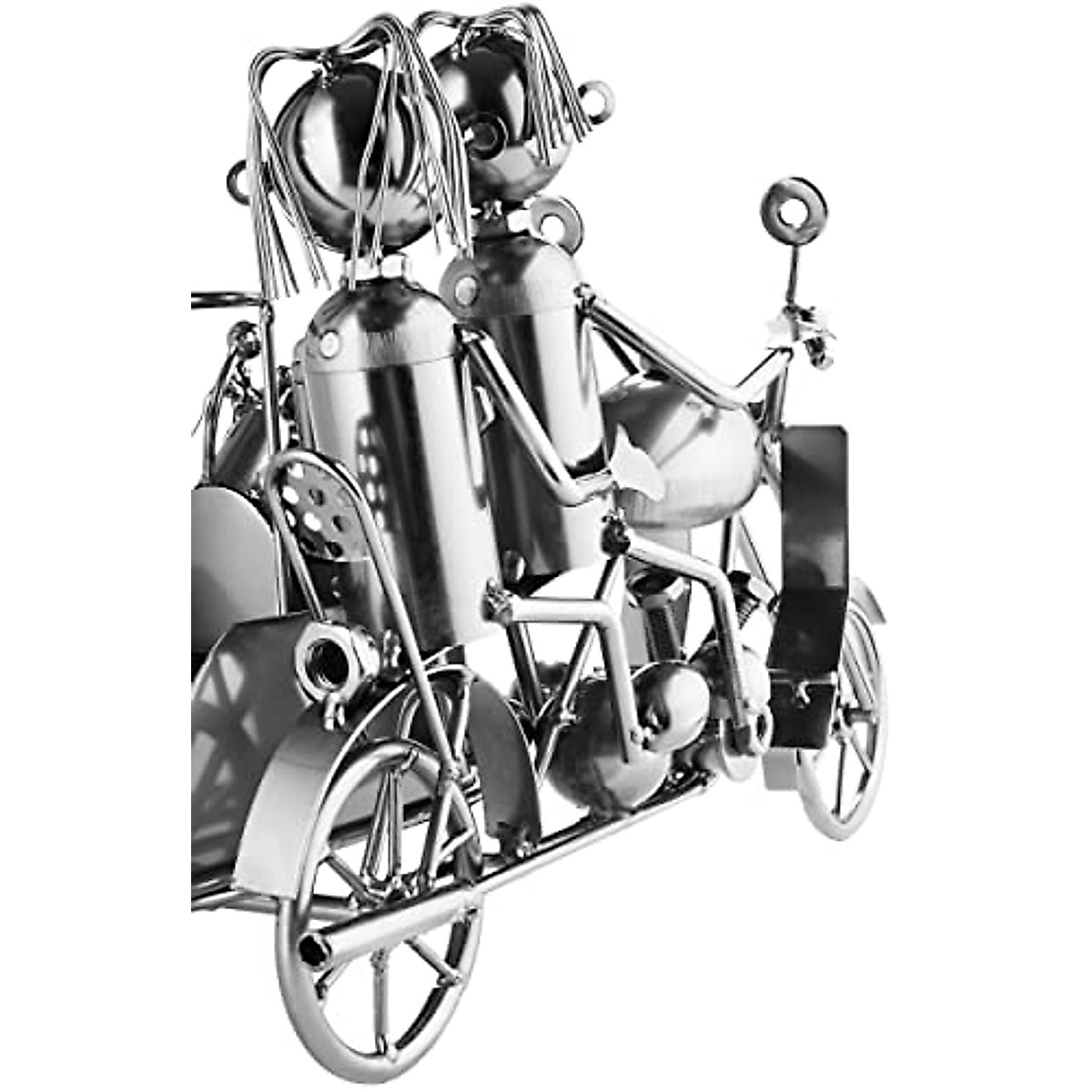 BRUBAKER Wine Bottle Holder Motorcycle Couple with Dog in Sidecar Metal Sculptures and Figurines Decor Wine Racks and Stands Gifts Decoration