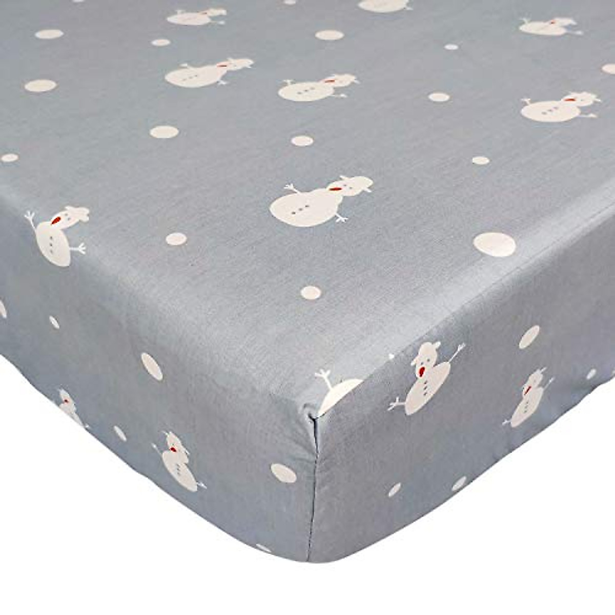 Brandream Fox Crib Bedding Sets Floral Nursery Bedding Blanket with Fox Print, Gray 3 Pieced Cotton Breathable Fitted Sheet Sets for Boys Girls