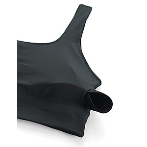 CRZ YOGA Butterluxe Womens U Back Sports Bra - Scoop Neck Padded Low Impact Yoga Bra Workout Crop Top with Built in Bra Melanite Medium