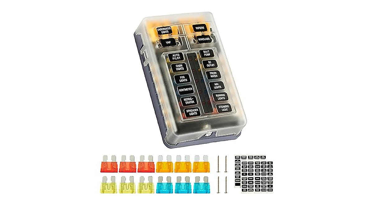 SOYOND 12V Fuse Block - Marine Fuse Box with LED Indicator