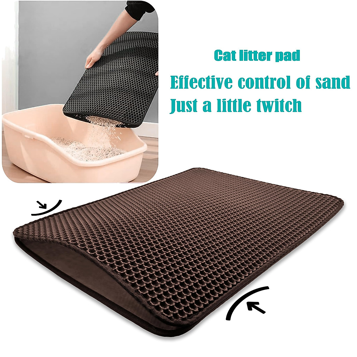 HTTMT- (23.6x18 inch) Pet Supplies Cats Litter & Housebreaking 60X45 Brown Cat litter Mat Double Layer Pad Trapper Folding Pad EVA Foam Rubber…