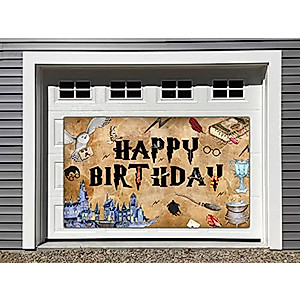 6 X 3.6ft Wizard Happy Birthday Party Supplies Wizard Birthday Party Backdrop Magical Wizard Birthday Banner Decoration Boys Girls Birthday Decoration Wizard School Birthday Decoration